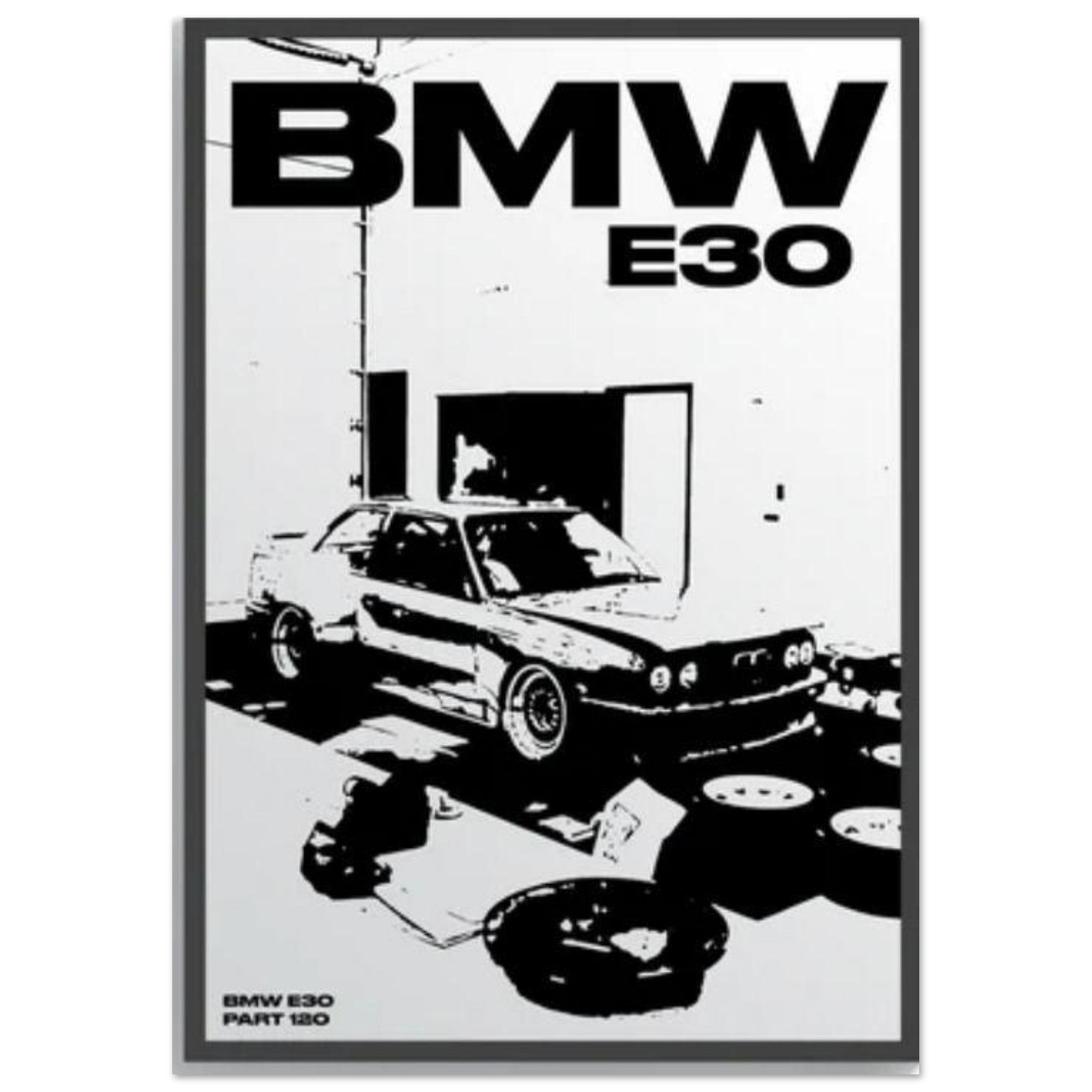 Retro BMW E30 Black & White Poster – 24posters