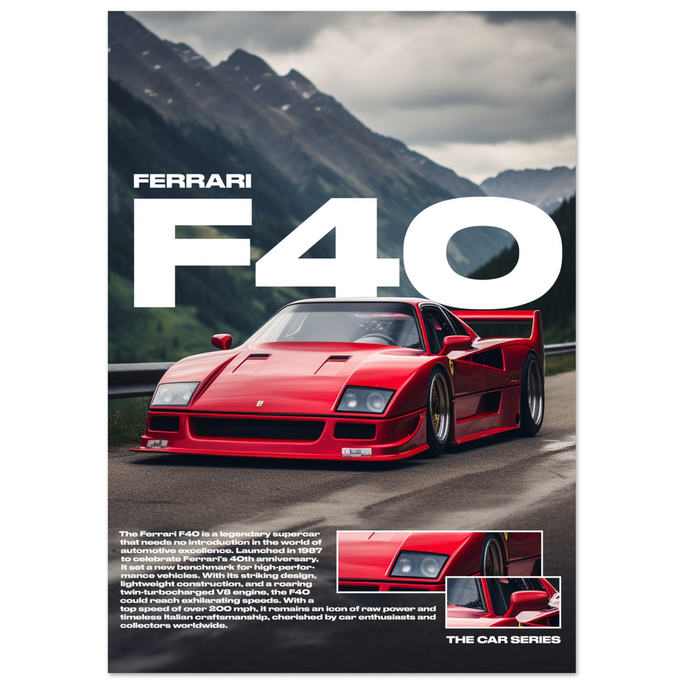 Ferrari F40 Poster - Classic Car Art for Your Space | 24posters