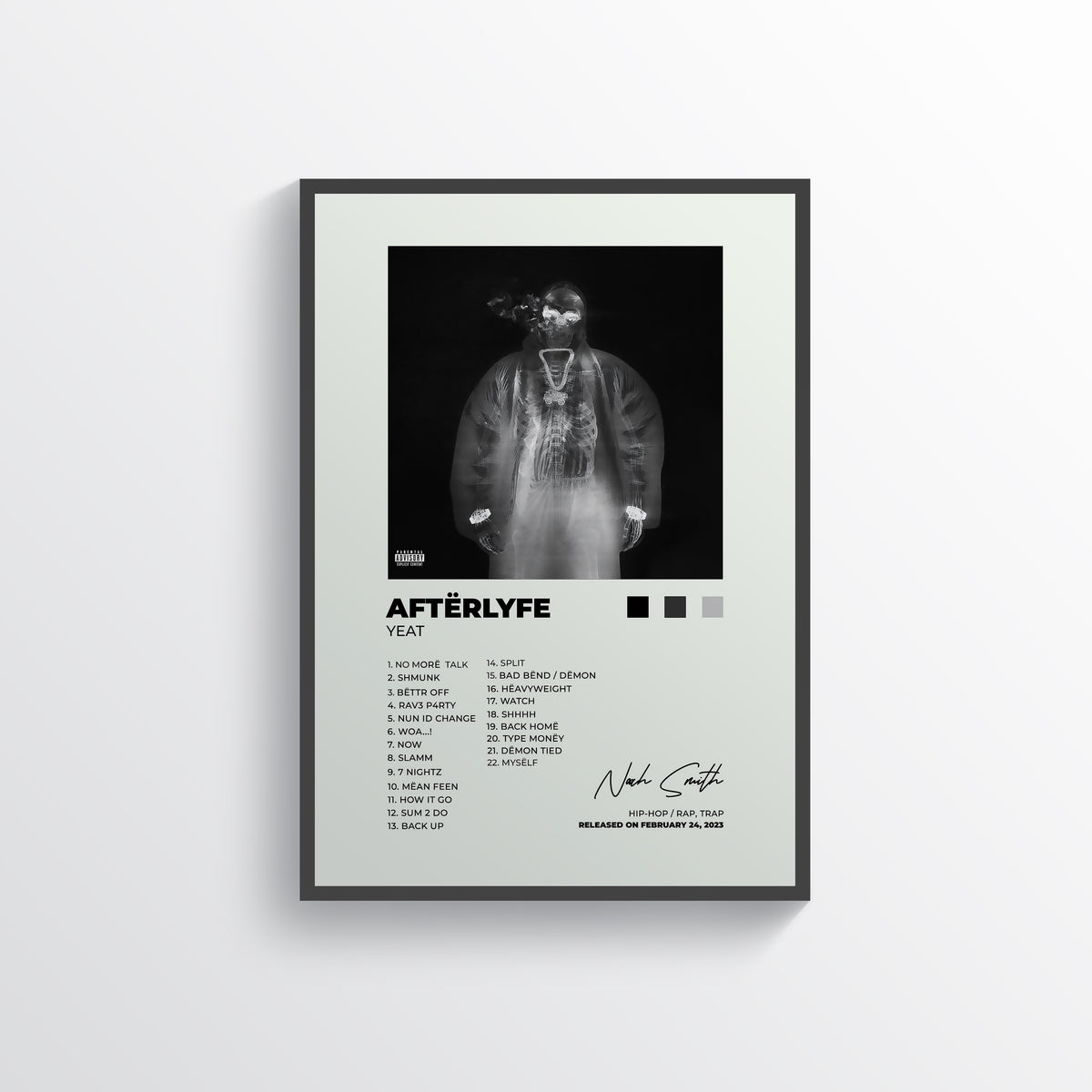 Yeat AFTERLYFE Tracklist X-Ray Style Poster – 24posters
